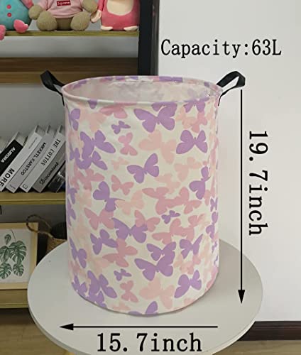 ACMUUNI Butterfly Storage Basket Canvas Laundry Basket Foldable Waterproof Large Storage Baskets for Kids Boys and Girls, Office, Bedroom, Clothes,Toys