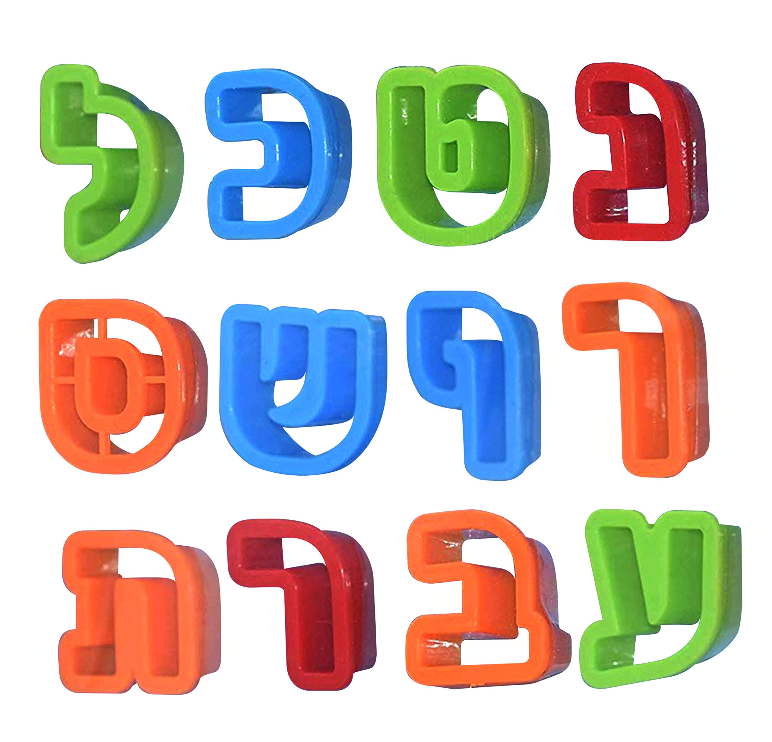 Aleph Bet Cookie Cutter Set – Plastic, Large, 27 Letters of Hebrew Alphabet – Rolled Edges, Hand Wash Only - by The Kosher Cook