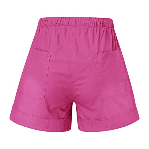 Amikadom @-399 Hot Pink Teen Girl Tie Knot Paperbag Elastic Waist Basic Shorts Oversized Pants Shorts Lounge Summer Fall 2023 Clothing SX M
