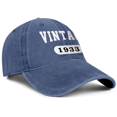 90th Birthday Gifts for Men Women Hats Vintage 1933 Baseball Cap Gift Ideas Blue