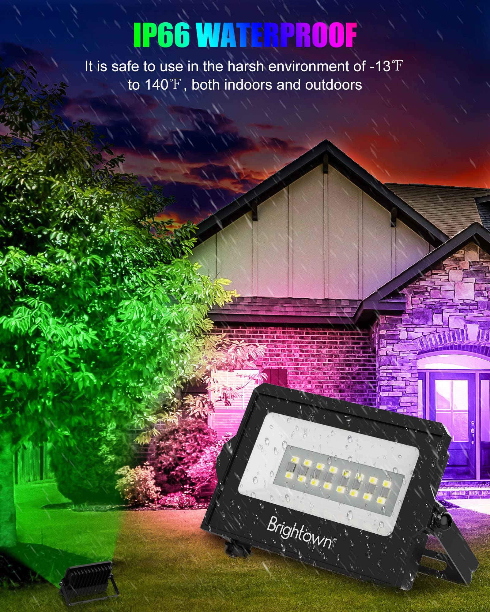 4 Pack RGB Led Flood Lights Outdoor 6000LM Smart Color Changing Landscape Lights with Bluetooth APP Control Timing WiFi, DIY Scenes, IP66 Floodlights for Event Halloween Party Lights