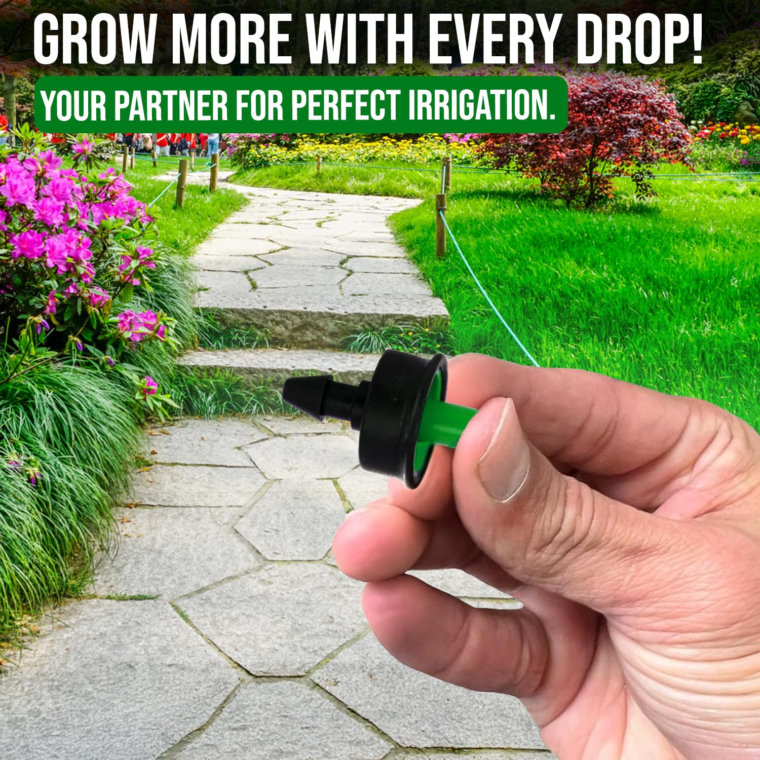 Pressure Compensating Drippers (Pack of 100) - 1L/h Flow Rate by- Ideal for Home Gardens, Orchards, and Greenhouses