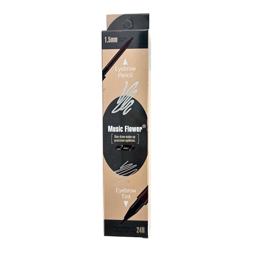 Music Flower 2 in 1 Eyebrow Pencil,Waterproof & Long Lasting Liquid Eyebrow Pen,Dual Ended Pencil Fills and Defines Brow Tint with the Precision & Definition of Microblading,Chestnut