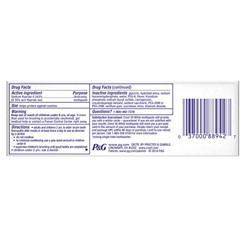Crest 3D White Brilliance Advanced Whitening Technology + Advanced Stain Protection Toothpaste, Vibrant Peppermint, 4.1 oz