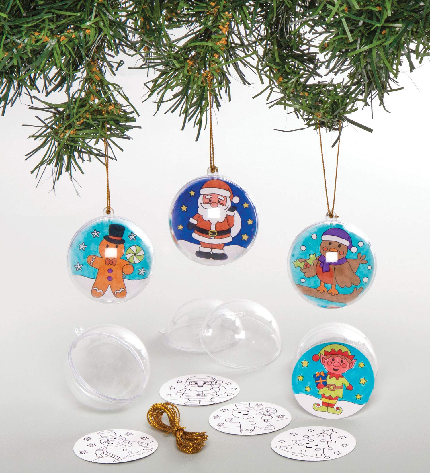 Baker Ross AT163 Christmas Colour in Baubles, Festive Arts and Crafts (Pack of 8), Assorted