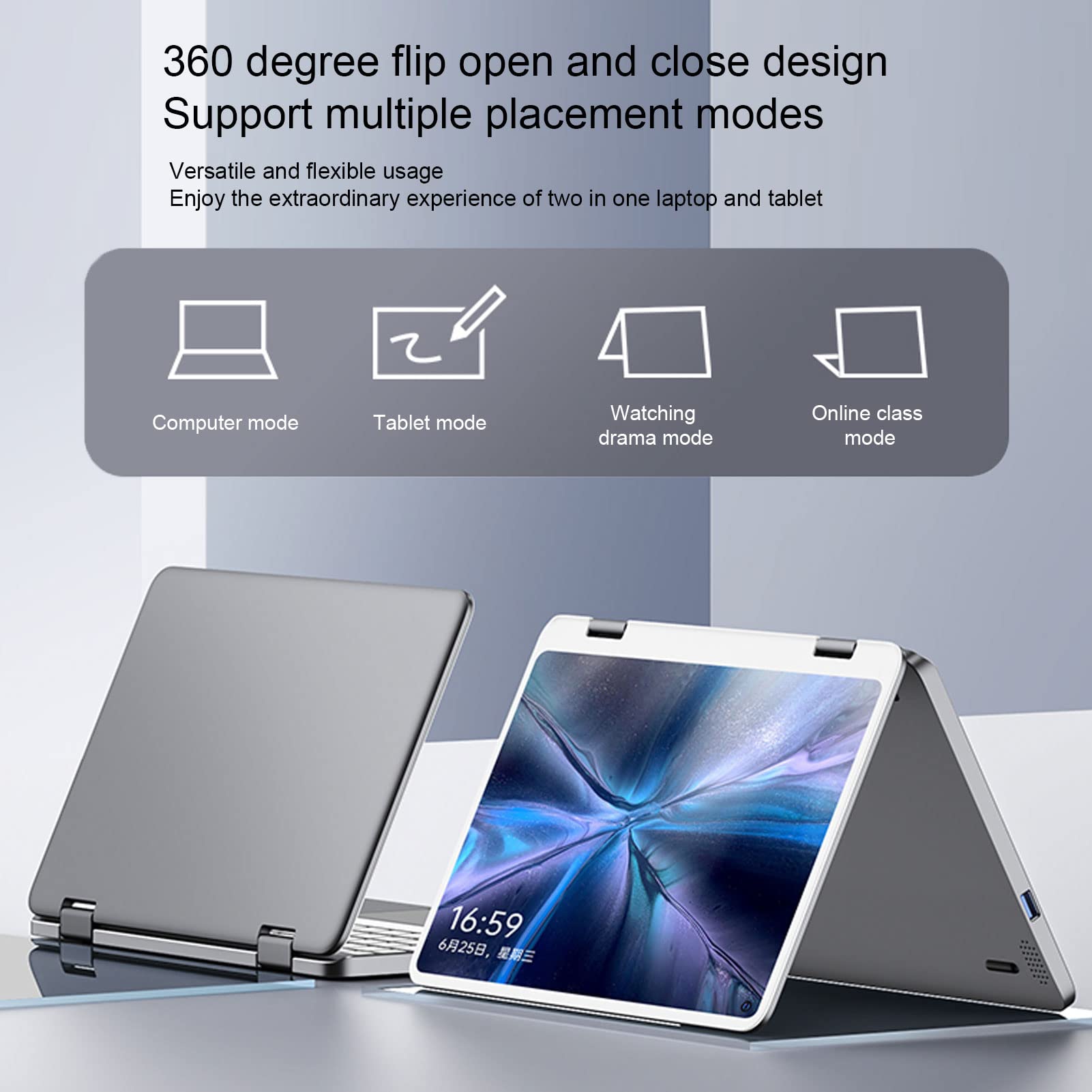 Acogedor 10.8inch Laptop,FHD Touchscreen I 360 Degree Rotation Screen I 8GB RAM 512GB ROM I Intel Celeron N5100 4 Cores and 4 Threads I for Windows 11