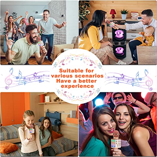 Alversun Wireless Karaoke Microphone for Kids, Bluetooth Karaoke Microphone Portable Handheld Singing Karaoke Mic Speaker Gifts for 3 4 5 6 7 Years Old Toys Girl Boy, Rose Gold