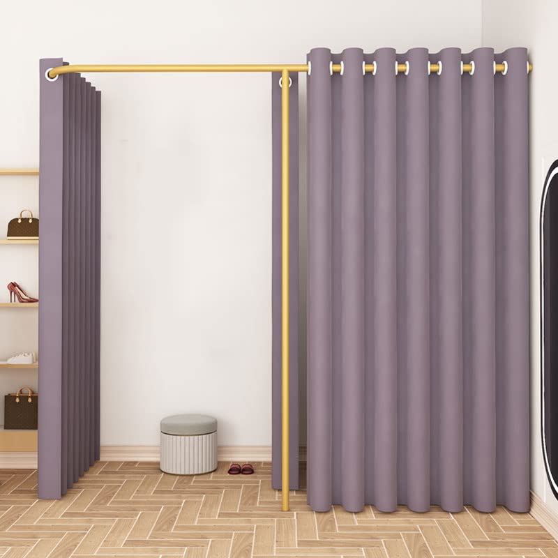 FWTXZTER Double Fitting Room for Two, F-Shape Changing Rooms Divider with 3 Shading Curtains Privacy Protection Dressing Room for Boutiques, Clothing Store Corner Changing Room (Light Gray)