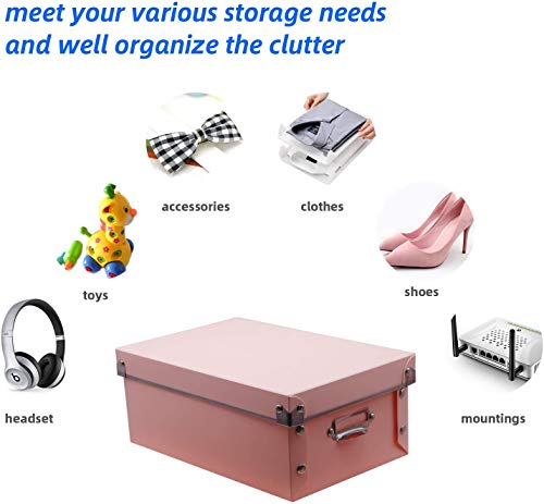 XUCHUN File Storage Boxes, Foldable Storage Bins with Lid 3 in 1 Set, Press-Stud Fastening, Moisture-Proof, Space Saving Storage, Storage Box for Photoes, Toys, Files, Closets
