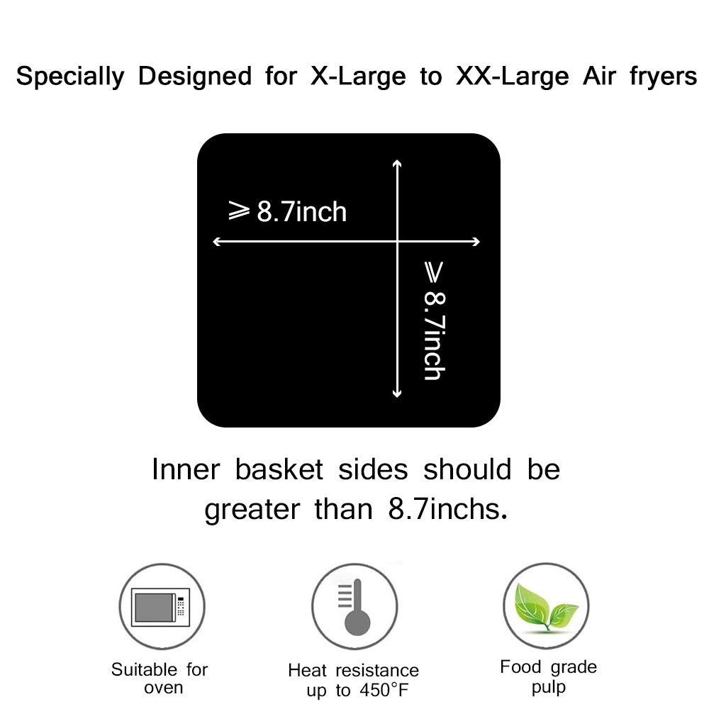 Air Fryer Parchment Paper Liners(8.7"×8.7") 100Pcs Compatible with XL Philips, NuWave Brio, Chefman, OMORC, Cuisinart, COSORI, Cooks Essentials, Power Airfryer Oven, Chef di Cucina, SARKI and More