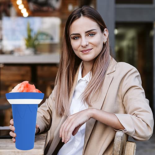 GUICAMI Slushie Maker Cup,Slush Cup,Portable and Double Silicone Layer Ice Cream Maker,Magic Quick Frozen Ice Cup for Milk Shake,Smoothies and DIY Drinks,Blue