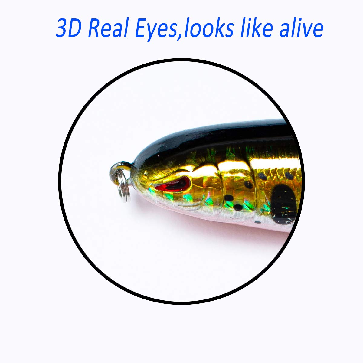 6 Pack Fishing Lures for Plopper with Floating Rotating Tail 4.0inch/0.5 oz