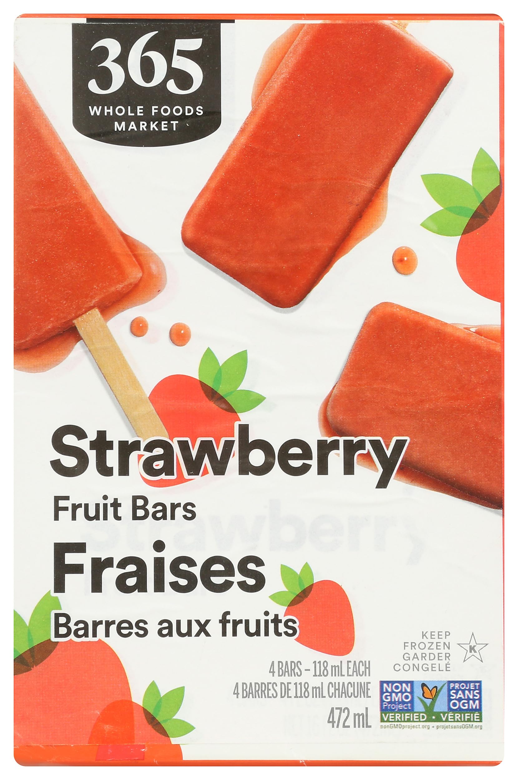 365 by Whole Foods Market, Bar Fruit Strawberry, 16 Fl Oz, 4 Pack