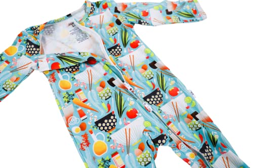 Jade&Kai Bamboo Footie Pajamas | Naptime n' Noodles | Soft and Stretchy | Gentle on Skin | Zipper Closure | Multiple Sizes (0-3mo)