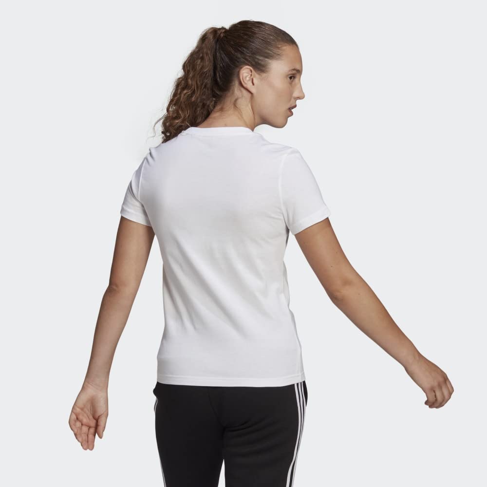 adidas womens Linear T-Shirt White/Black Medium