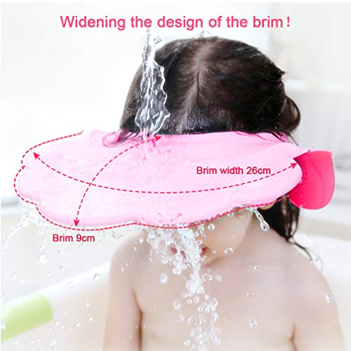 Maveek Baby Bathroom Safety Visor Caps Child Shower Cap,Adjustable Sticker, Comfortable, Soft, Safe, Waterproof & Elastic Ring Hat – for Showers, Bathing, Hair Cut, Pool, Beach, Toddlers (Pink)