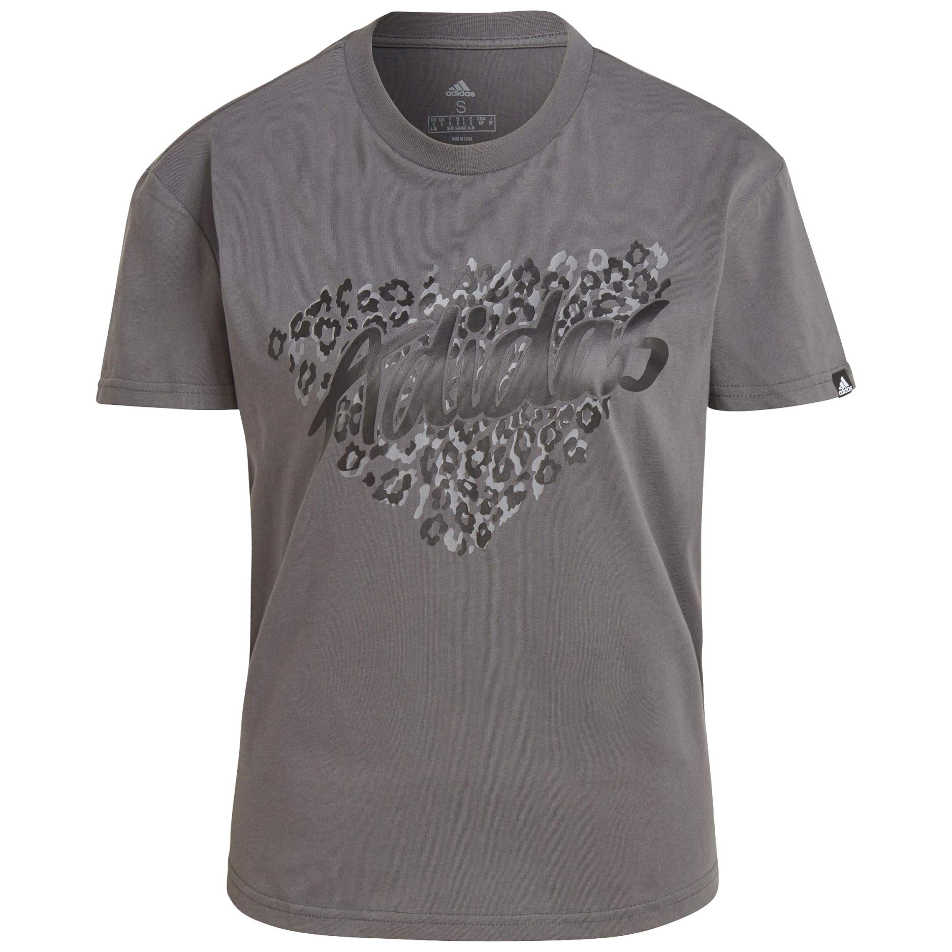 adidas womens Leo Graphic Tee Grey Medium