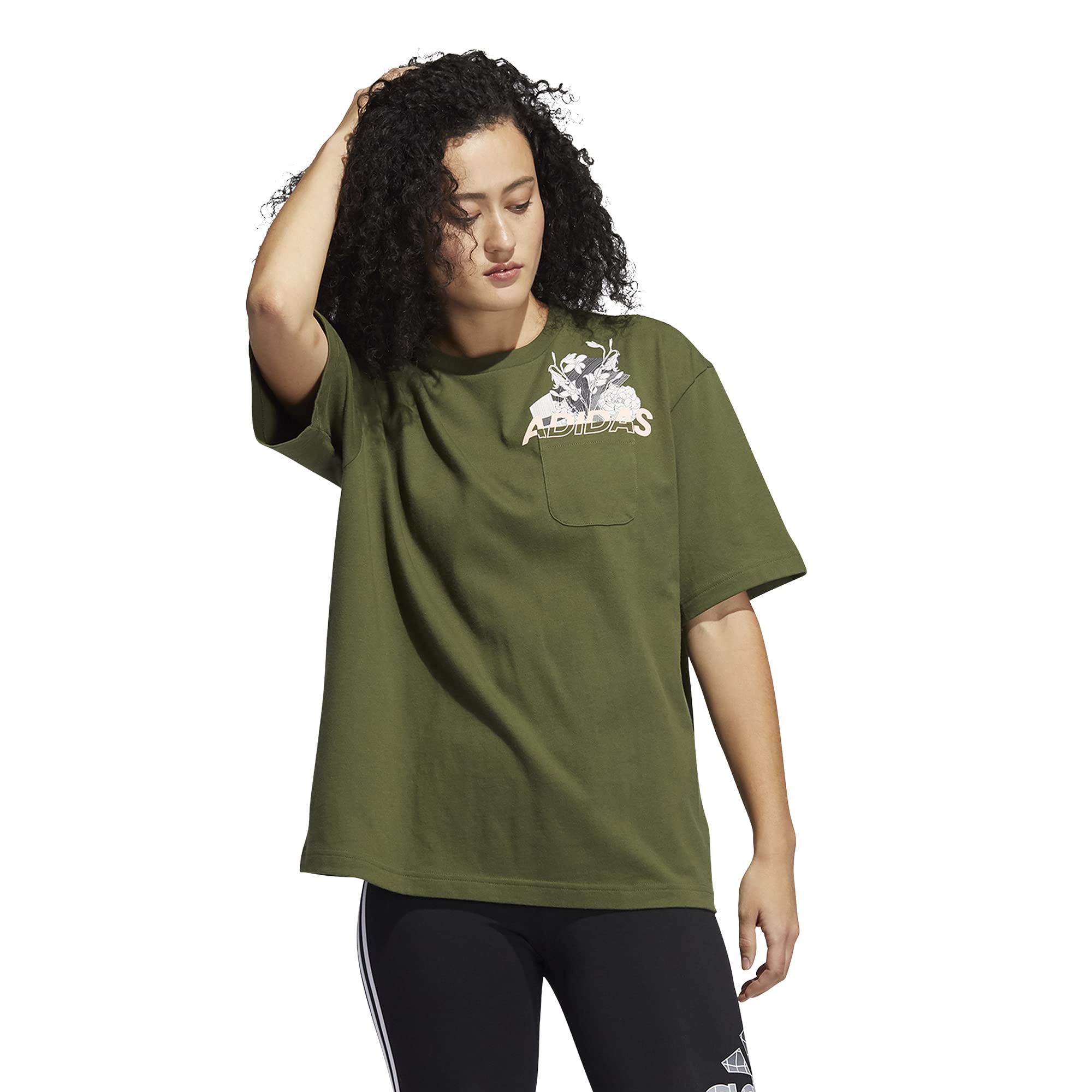 adidas womens Nini Graphics Pocket Tee Wild Pine X-Large