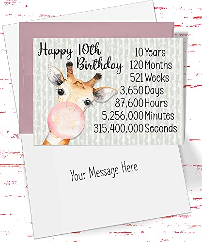 Audacious Cards 10th Birthday Card - Birthday Card Years, Months, Weeks, Days, Hours, Cute Card for 10 Year Old