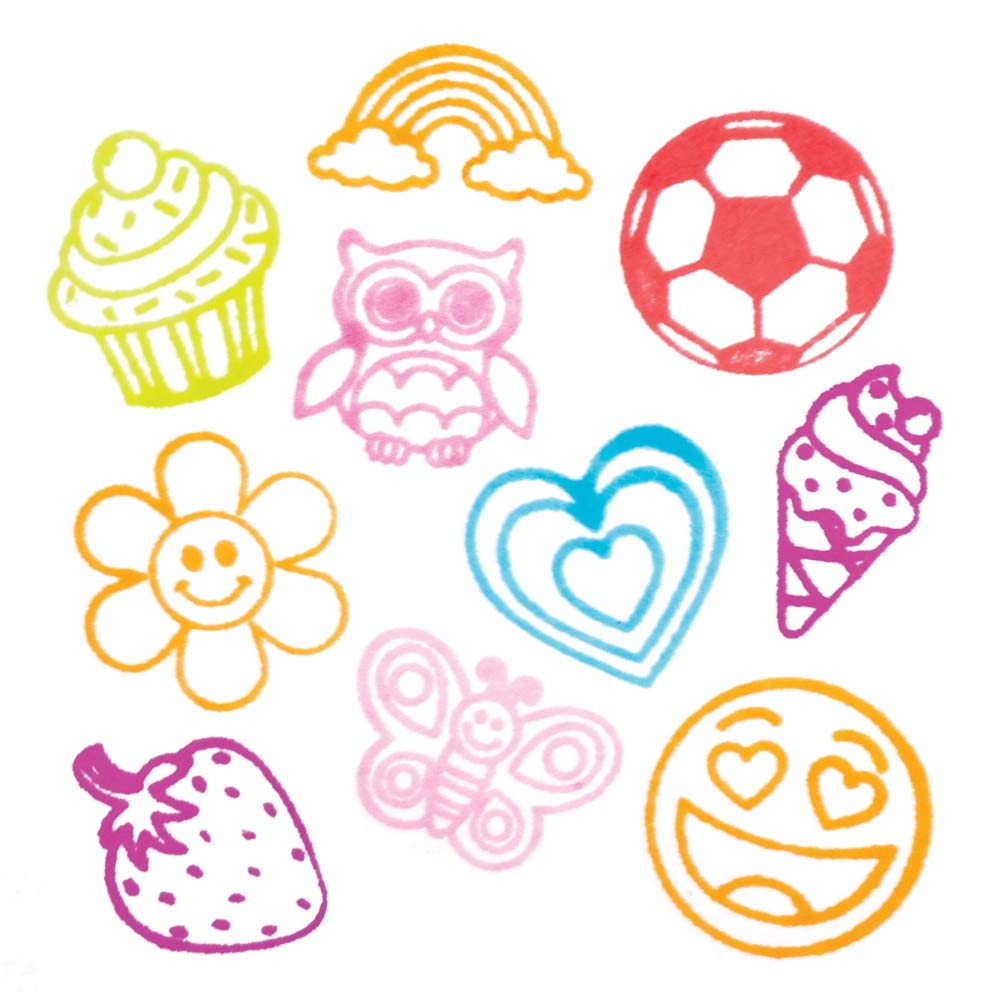 Baker Ross AW727 Novelty Self-Inking Stampers - Pack of 10, Stamp Set for Children, Ideal for Kids Arts and Crafts Projects, Assorted