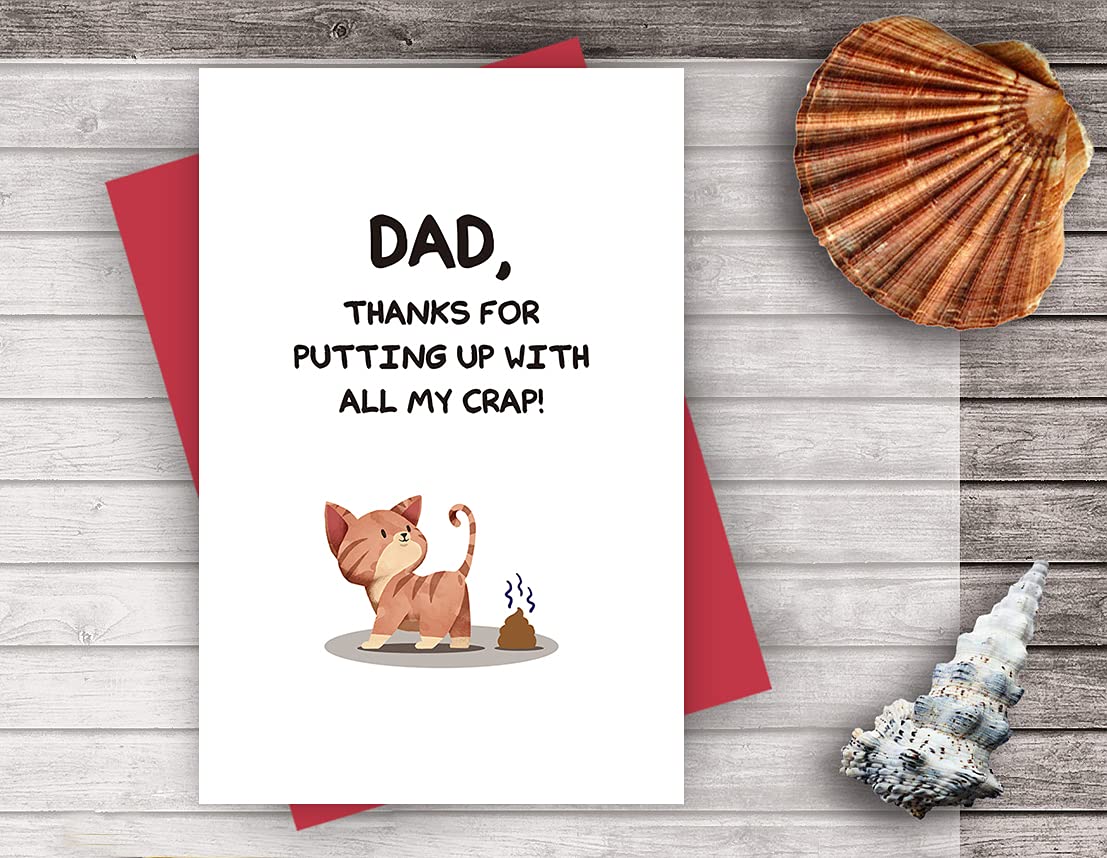 Alzombi Funny Cat Father's Day Card from Daughter Son, Cute Cat Birthday Card for Dad, Thank You Card for Daddy