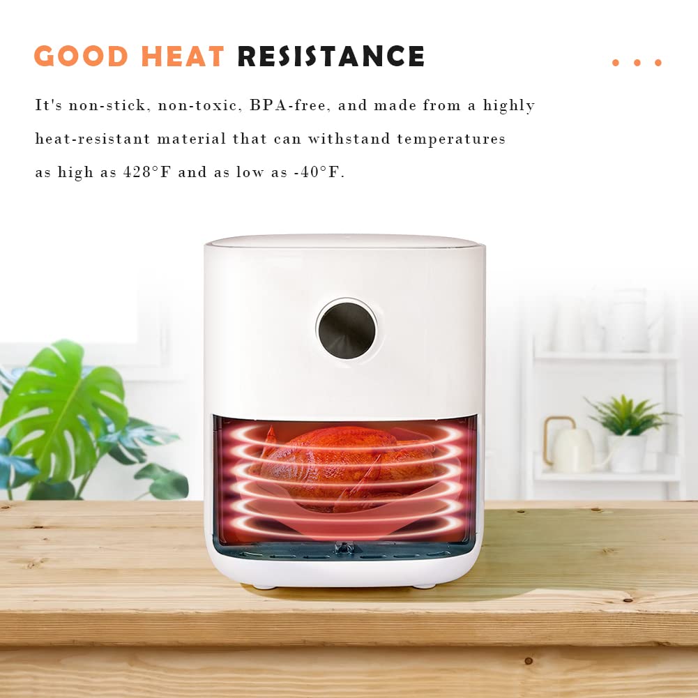 Air Fryer Silicone Pot - Silicone Air Fryer Reusable Liners for 5.5 QT or Bigger Square, Food Safe Reusable Air Fryer Silicone Basket,Easy Cleaning Air Fryer Pan with Heat-proof Gloves (Brown)