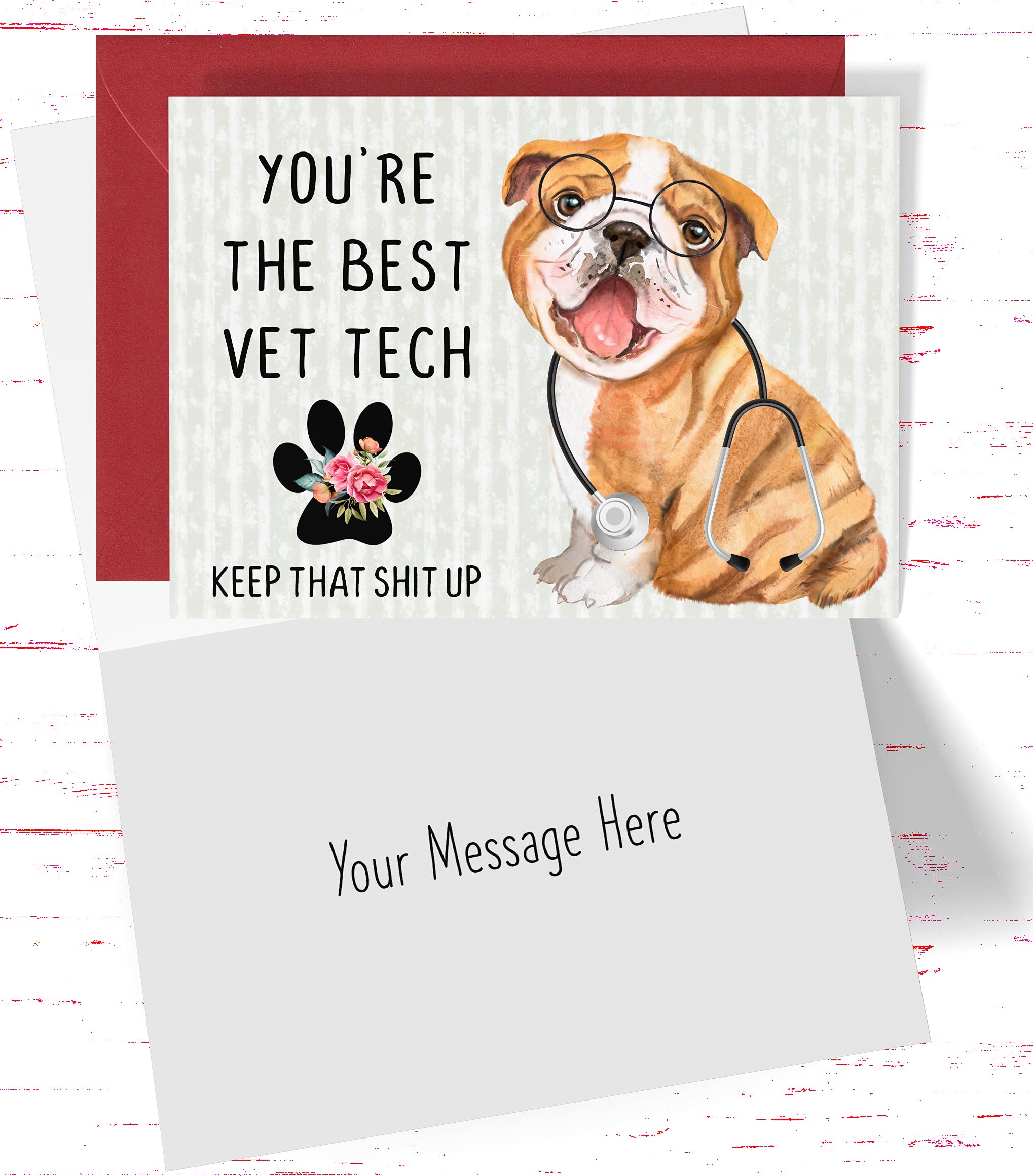 Audacious Cards Cute Thank You Card for Vet Tech - Veterinary Technician Week Greeting Card - Vet Tech Appreciation