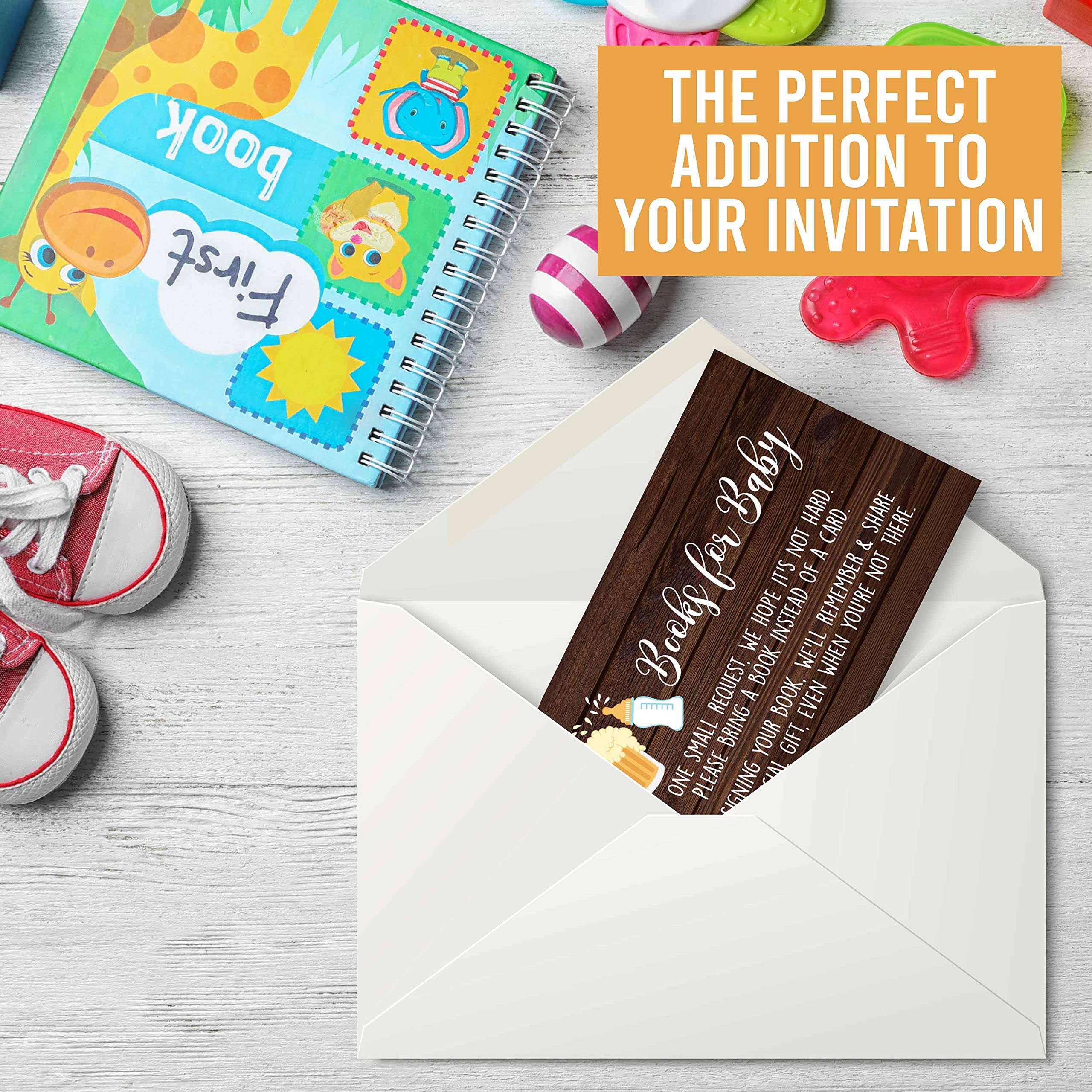 Hadley Designs - Books for Baby Shower Request Cards - Bring A Book Instead of A Card - 25 Pieces