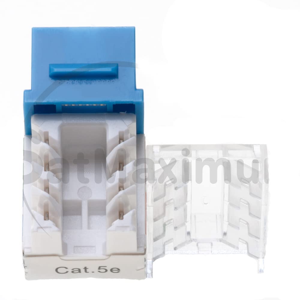 Cat5e Keystone Ethernet Wall Jack Punch Down UTP 45-Degree (Easier Termination Than 90-Degree), RJ45 Slim Profile Speed Termination 45° Angled Blue (50 Pack)