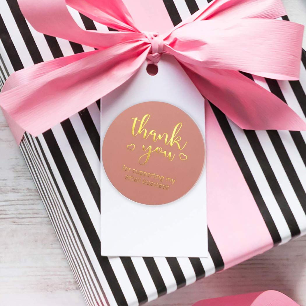 500PCS Thank You Sticker Labels,Thank You Stickers Roll,1.5" Thank You for Supporting My Small Business for Envelopes,Bubble Mailers and Gift Bags Packaging (C-06)