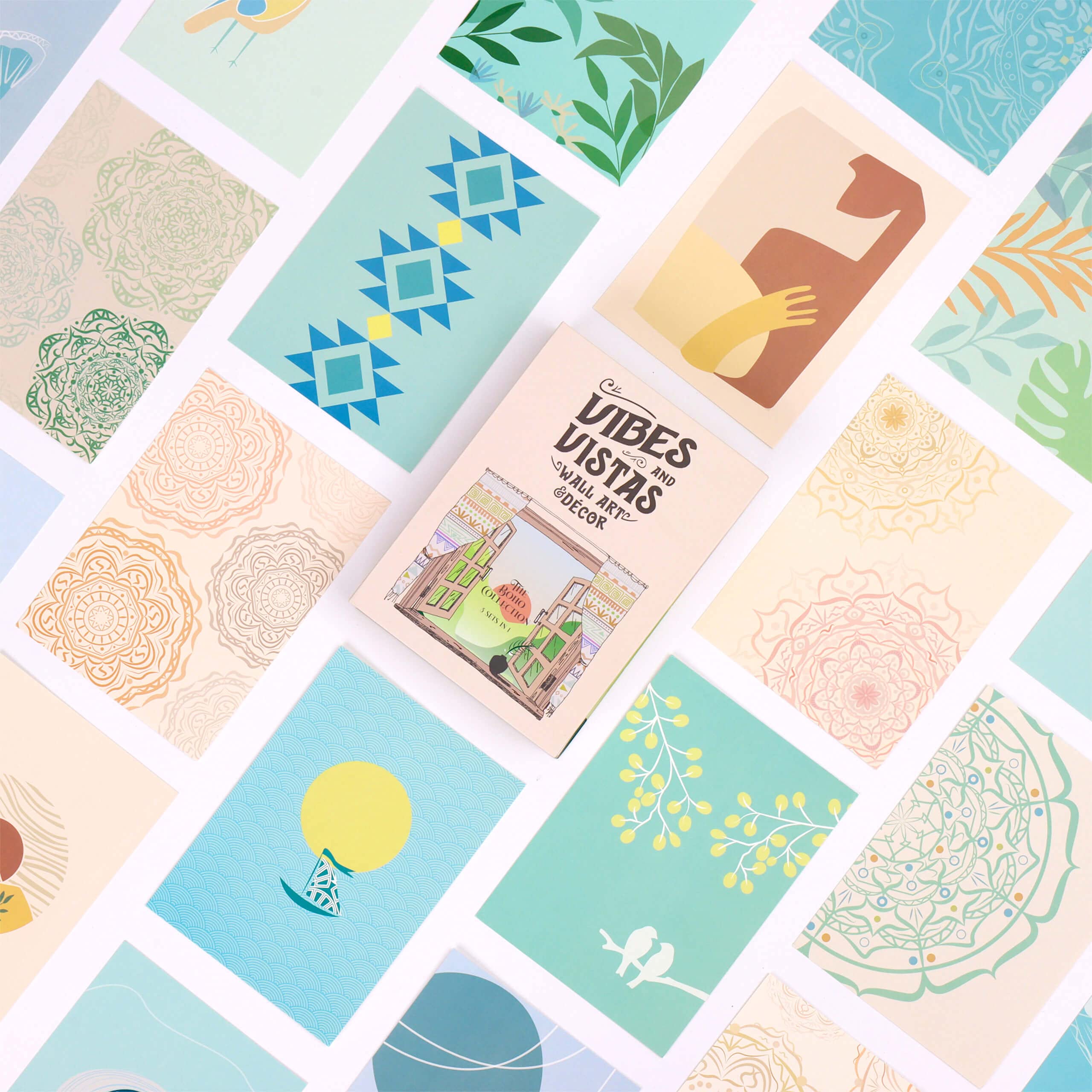 60PCS Boho Wall Collage Kit (5x7") | 3 Sets in 1 | Cute Wall Art Prints | Handmade Aesthetic Room Decor by Vibes and Vistas