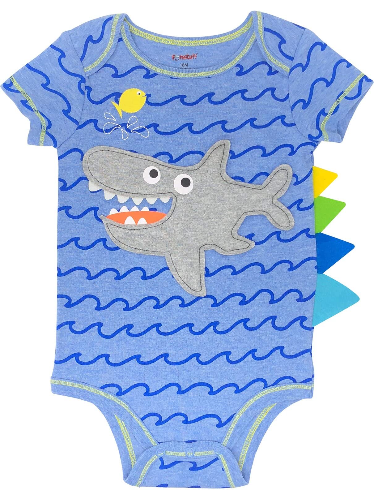 Funstuff Baby Boy Girl 5 Pack Animal Bodysuits Lion Panda Dinosaur Tiger Shark (0-3 Months)