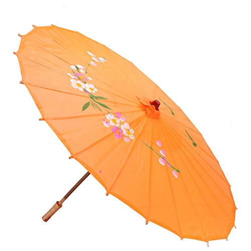 JapanBargain 2151, 22" Chinese Parasol Japanese Wagasa Sun Shade Umbrella Beach Umbrella for Cosplay Photography Dancing Wedding Party and Home Decoration, Kids Size, Orange Color