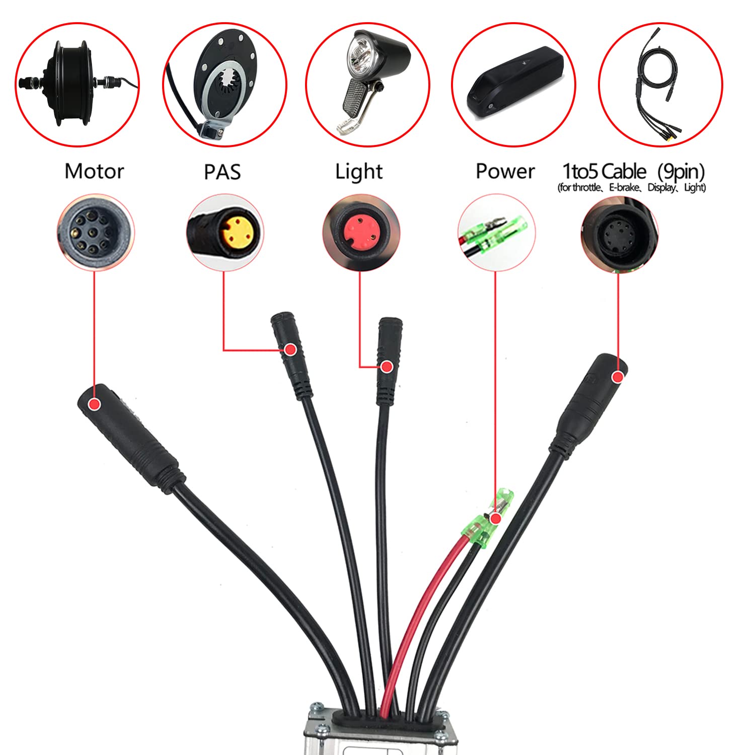 500W 48V Ebike Waterproof Conversion kit 27.5inch(650B) Brushless Geared Hub Motor Front Wheel Rim with Kunteng LCD7 USB Display