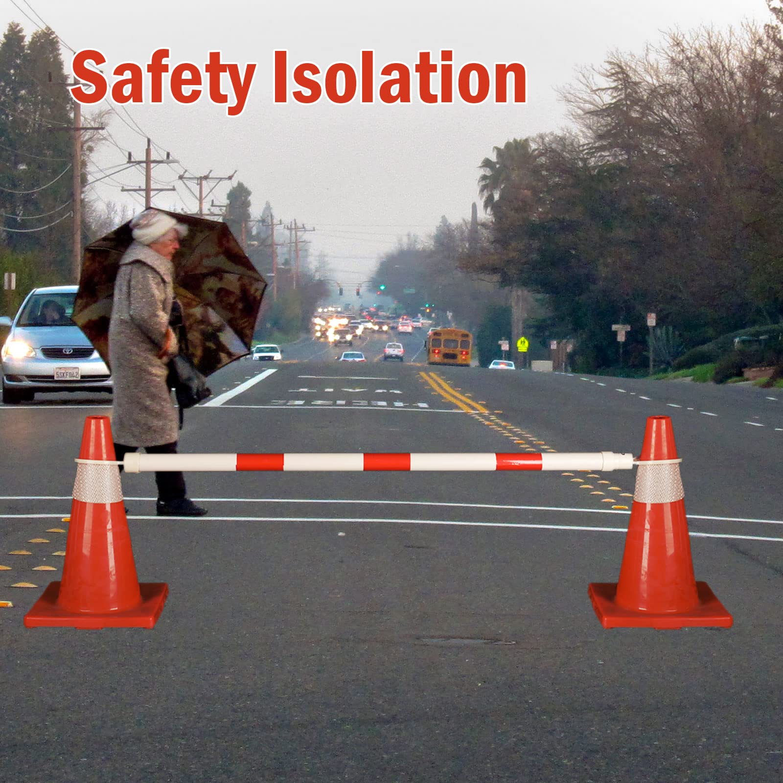 6 Pack Retractable Traffic Cone Bar from 4ft to 7.2ft, Expandable Safety Cone Bars for Parking Lots,Barricade for Road Construction