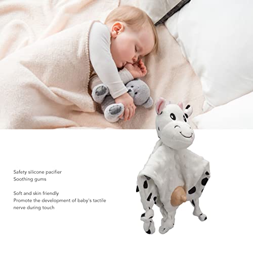 Baby Security Blanket, Cartoon Security Blanket Stuffed Animal Soft Plush with Pacifier for Teething Period (Cow)