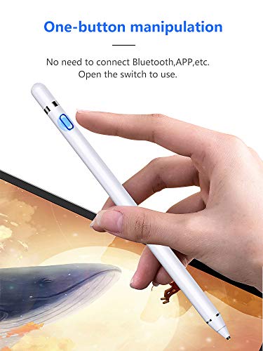 Stylus Pencil Compatible for Apple,Active Stylus Pen for Touch Screens, Rechargeable 1.5mm Fine Point Smart Pencil Compatible for iPhone iPad Android and Most Tablets on Touchscreen Devices (White)
