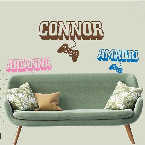 In-Style Decals Wall Vinyl Decal Home Decor Art Sticker 3D Personalized Name Boy Girl Gamer Controller Video Game Studio Teen Nursery Play Room Removable Stylish Mural Unique Design 2443