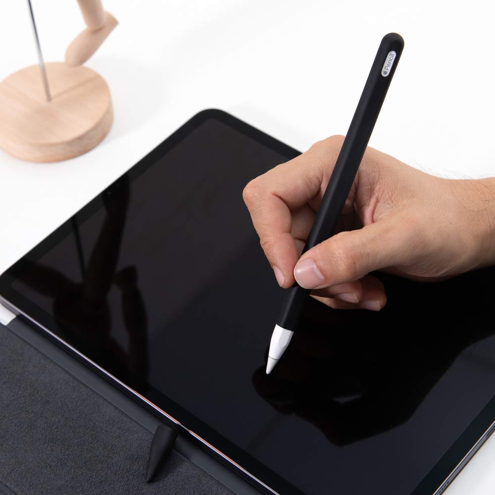 FRTMA Compatible with Apple Pencil (2nd Generation) Silicone Case Sleeve Holder Grip + Nib Cover (2 Pieces) Accessories Kit Compatible iPad Pro 12.9β (3rd Generation) & iPad Pro 11β, Black