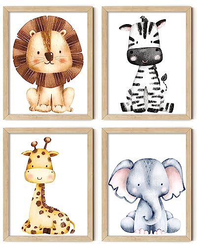 Elarta Animal Prints for Nursery - Safari Nursery Decor for Boys (8x10 Unframed) Jungle Animal Nursery Decor - Safari Wall Decor - Kids Wall Art - Baby Boy Nursery Wall Decor - Nursery Room Decor