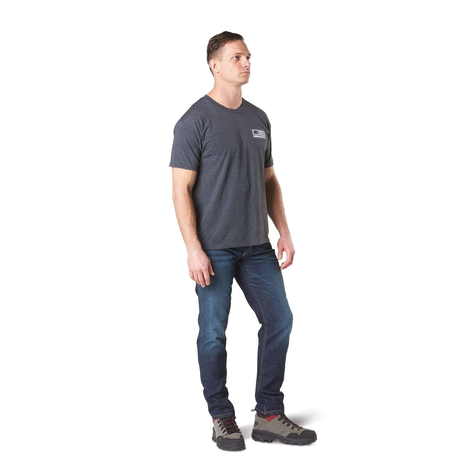 5.11 Tactical Mens Defender-Flex Slim Fit Jeans, Bar Tack Construction, Utility Pockets, Dark Wash Indigo, 38x30, Style 74465