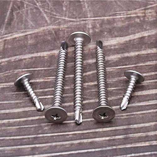 L-A #8 x 1-1/4" 410 Stainless Steel Wafer Head Phillips Self Drilling Screws Sheet Metal Tek Screws, Modified Truss Head Self Driller (50 Pcs;4.2 x 32mm)
