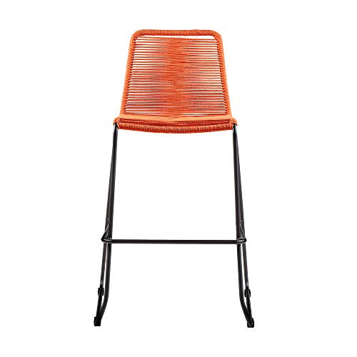 armen LIVING LCSTBABLTNG30 Shasta Outdoor Metal and Tangerine Rope Stackable Barstool, 30" Bar Height Set of 2