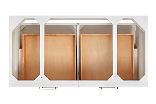 ARIEL 42" White Bathroom Vanity Base Cabinet, Single Sink Configuration, 2 Full Extension Dovetail Drawers, Brushed Nickel