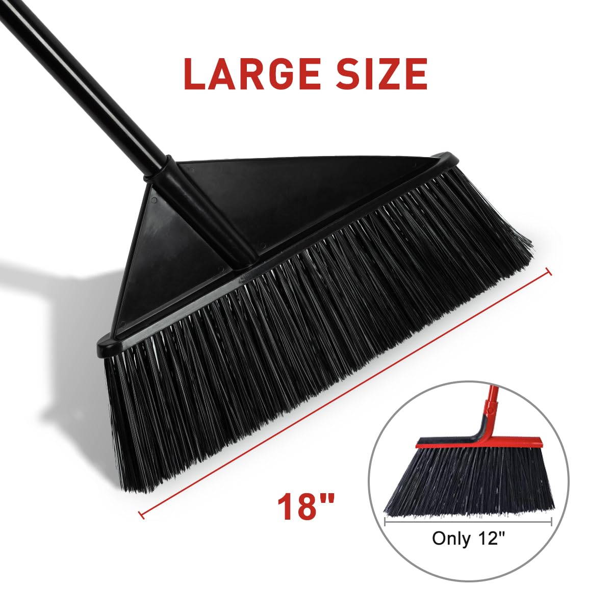 Outdoor Broom Heavy Duty 62” Long Handle Brooms for Sweeping Outside Stiff Bristle Angle Broom for Household/Commercial Uses
