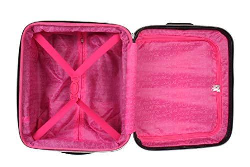 Betsey Johnson Designer Underseat Luggage Collection - 15 Inch Hardside Carry On Suitcase for Women- Lightweight Under Seat Bag with 2-Rolling Spinner Wheels (Flamingo Strut)