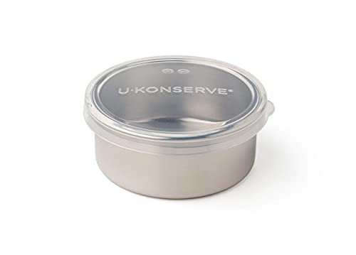 U-Konserve Stainless Steel Round Food-Storage Lunch Container 5oz - Clear Silicone Lid - Leak Proof and Airtight - Dishwasher Safe - Plastic Free