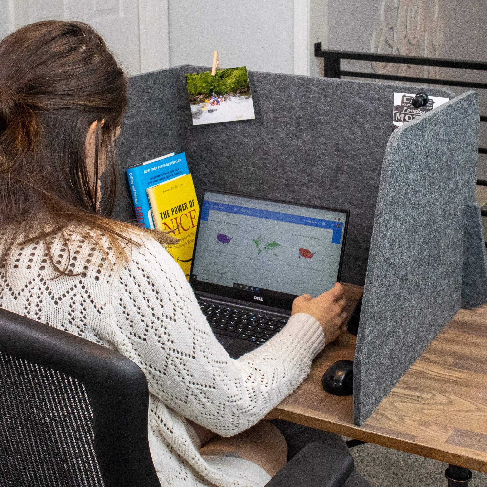 Acoustic Partition - Reduce Noise and Visual Distractions - Sound Absorbing Desk Divider - Desk Privacy Panel - Home Office - Classroom - Remote Learning - Sound Dampening (Gravel Grey)