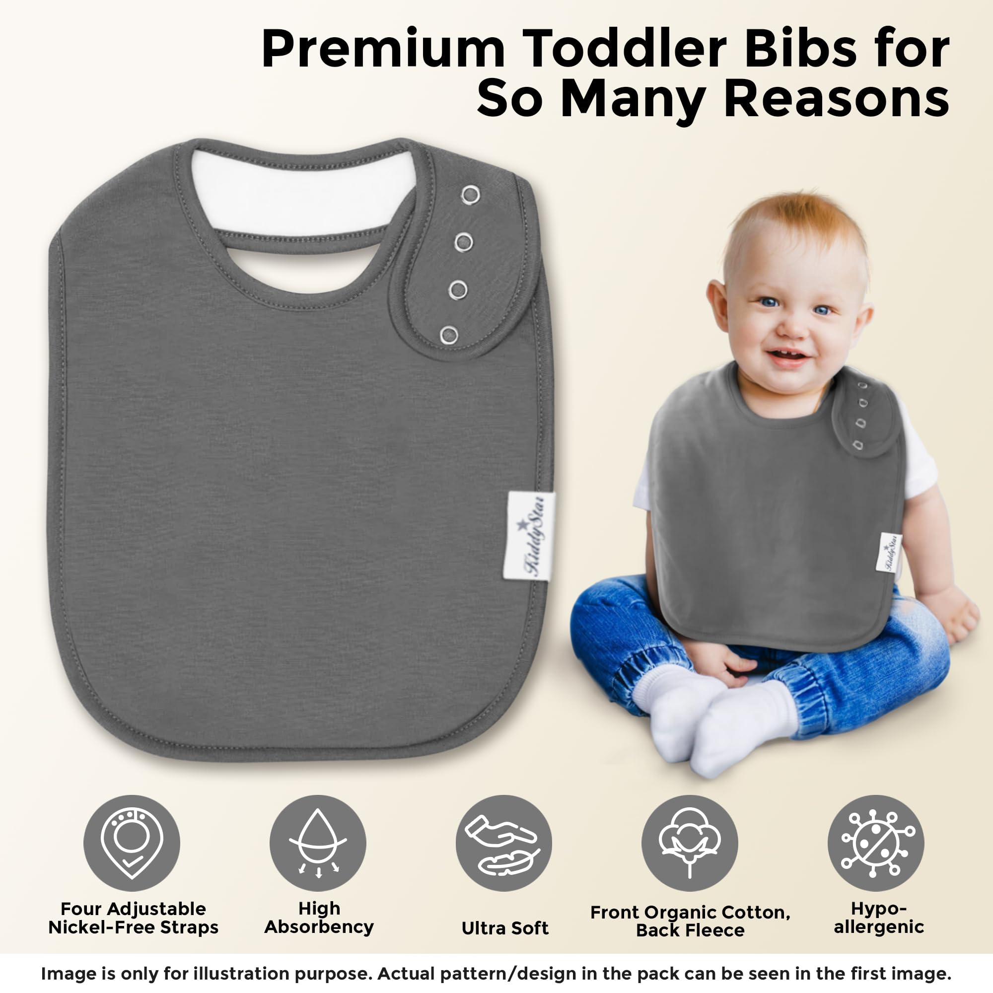 KiddyStar Organic Baby Bibs – Soft, Absorbent Cotton Bandana Bibs for Drooling & Teething – Adjustable & Stylish Baby Gift