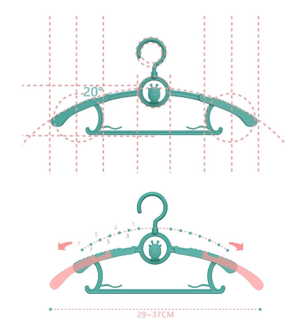 Adjustable Baby Hangers, Plastic Non-Slip Stackable Baby Hanger, Durable & Great as Newborn Kid Child Children Toddler or Infant Clothes Racks for Nursery Closet Wardrobe Pack of 20 (Mint Blue)